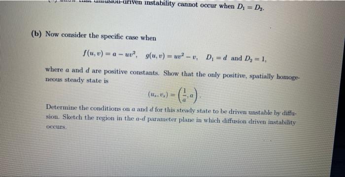 1. A mathenatical sodel for pattern formation within | Chegg.com