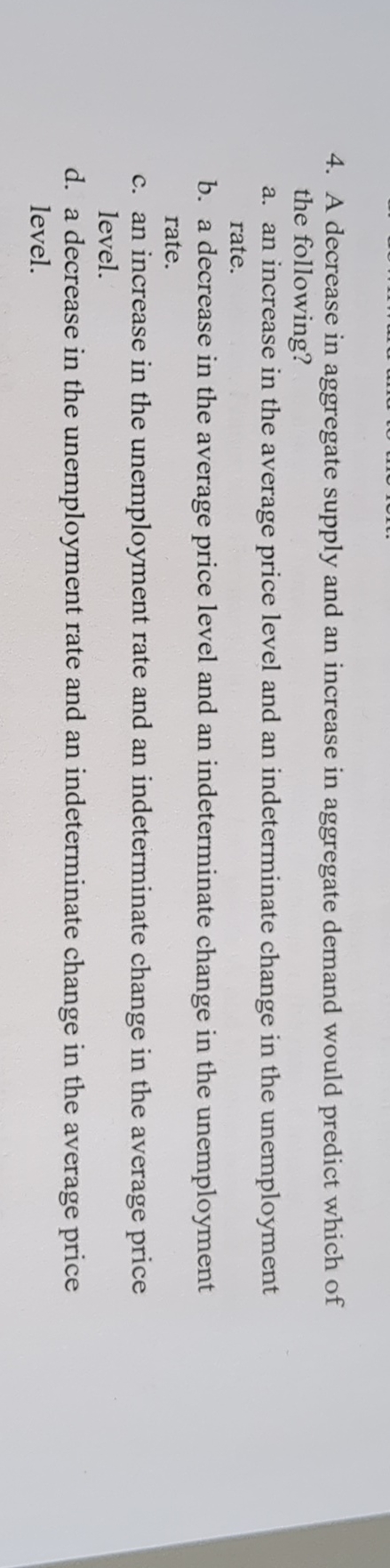 Solved A decrease in aggregate supply and an increase in | Chegg.com