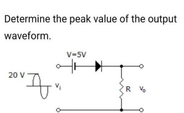 Solved Determine the peak value of the output waveform. V=5V | Chegg.com