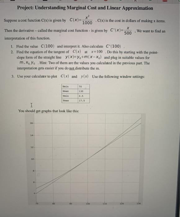 Solved Project: Understanding Marginal Cost and Linear | Chegg.com