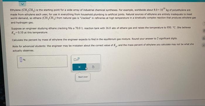 Solved Ethylene (CH2CH2) is the starting point for a wide | Chegg.com