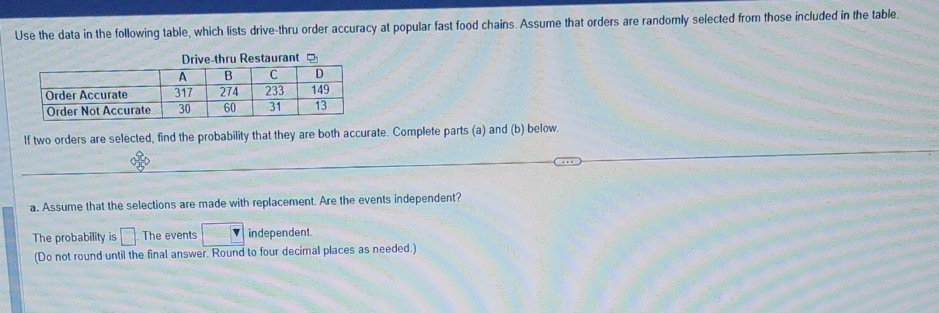 Solved Use the data in the following table, which lists | Chegg.com