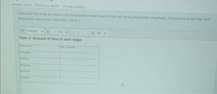 Solved Calculate the time an onion root tip spends in each | Chegg.com