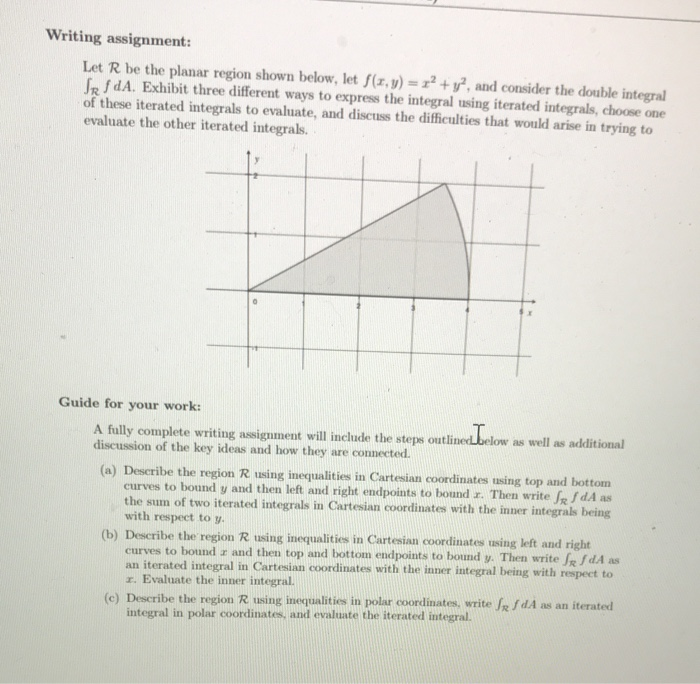 Solved Writing assignment: Let R be the planar region shown | Chegg.com