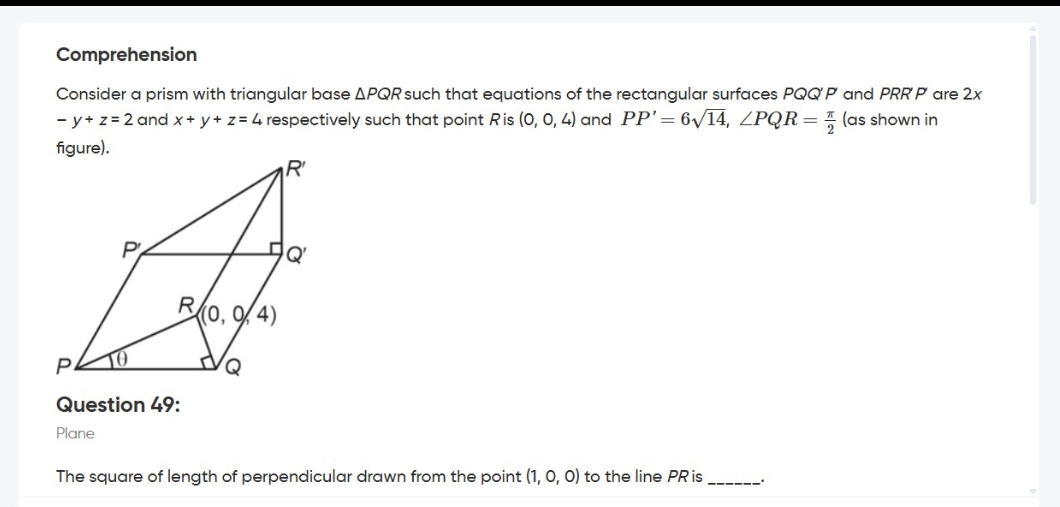 Solved ComprehensionConsider a prism with triangular base | Chegg.com