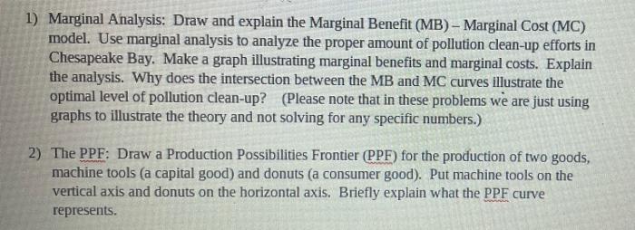 Solved 1) Marginal Analysis: Draw and explain the Marginal | Chegg.com