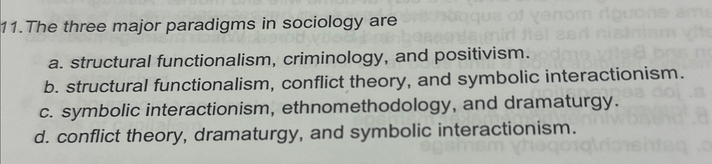 Solved The three major paradigms in sociology area. | Chegg.com