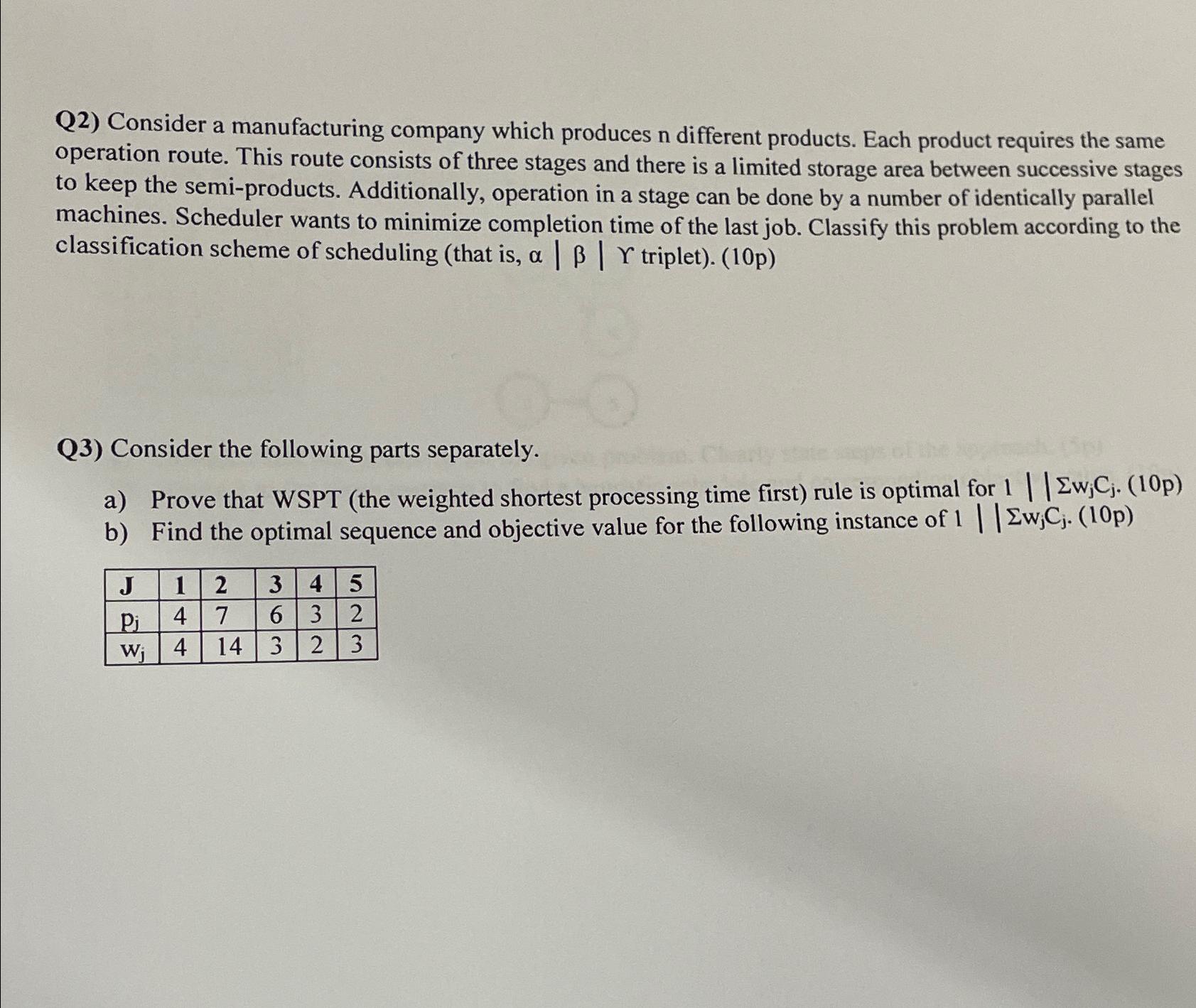 Solved Q2) ﻿Consider a manufacturing company which produces | Chegg.com