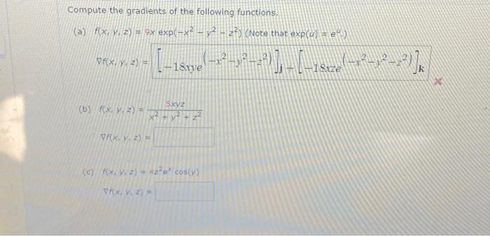 Solved Compute the gradients of the following functions. (a) | Chegg.com