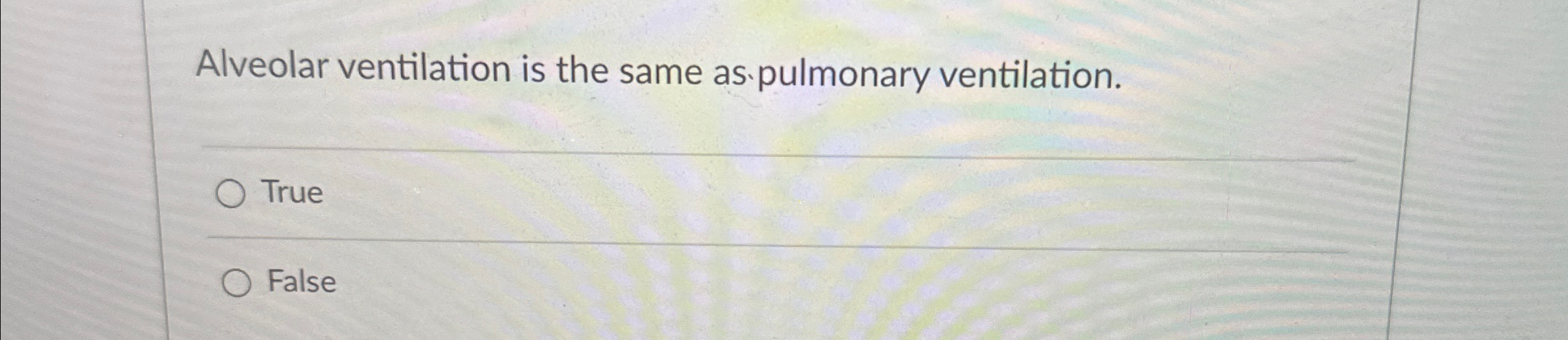 Solved Alveolar ventilation is the same as.pulmonary | Chegg.com Solved Alveolar ventilation is the same as.pulmonary | Chegg.com