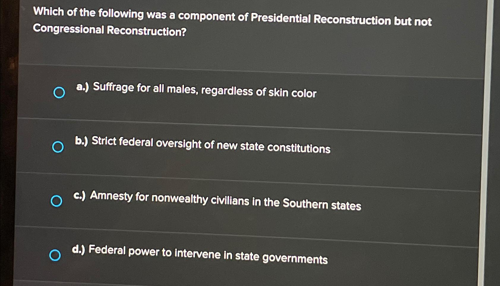 Solved Which of the following was a component of | Chegg.com