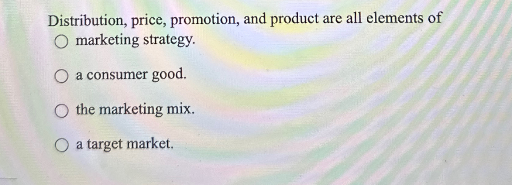 Solved Distribution, price, promotion, and product are all | Chegg.com