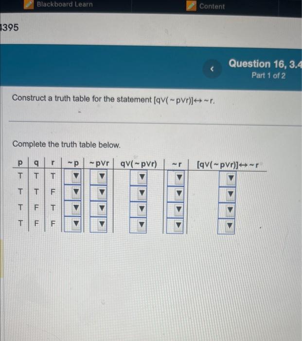 Solved Construct a truth table for the statement | Chegg.com