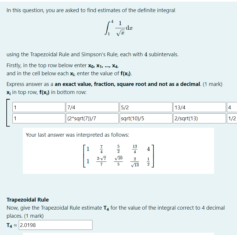 Solved Trapezoidal RuleNow, give the Trapezoidal Rule | Chegg.com