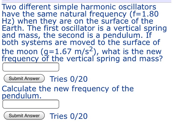 Solved Two different simple harmonic oscillators have the | Chegg.com