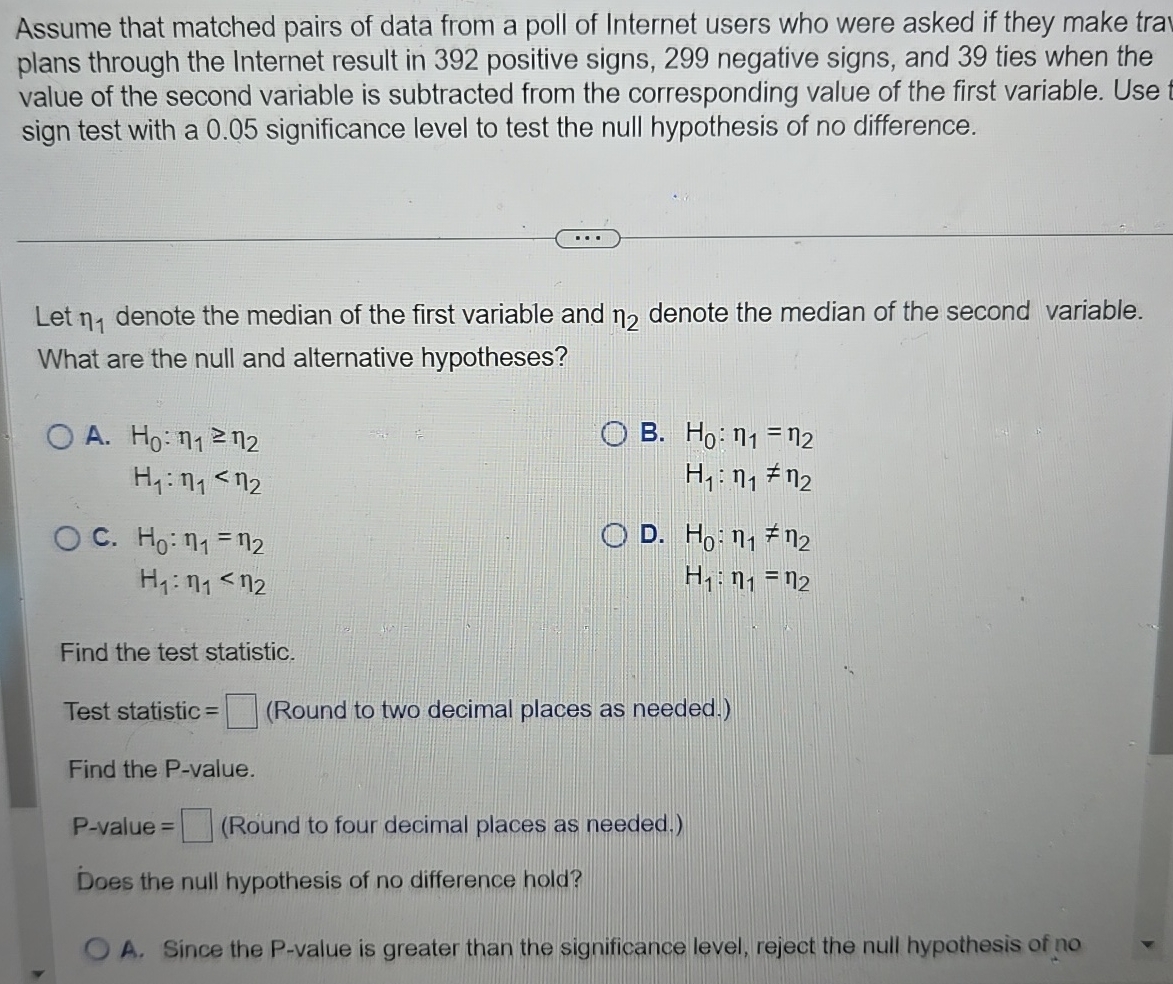 Solved Assume that matched pairs of data from a poll of | Chegg.com