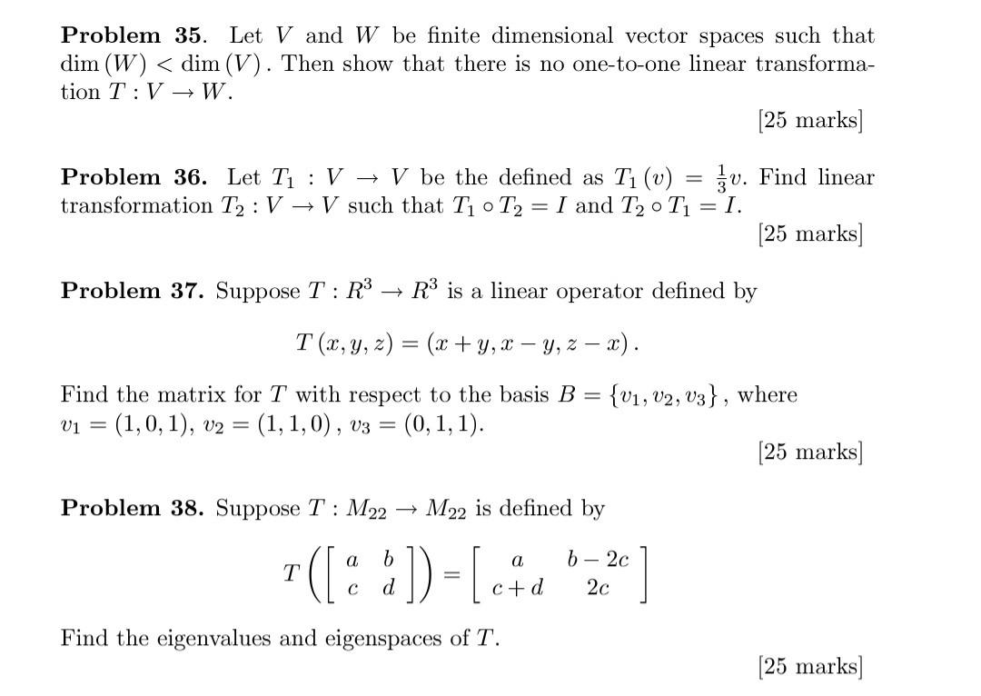 Solved Problem 35 Let V And W Be Finite Dimensional Vector