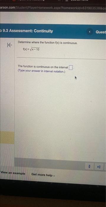 Solved Determine where the function f(x) is continuous. | Chegg.com