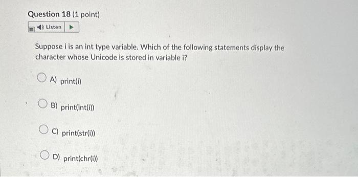 Solved Suppose i is an int type variable. Which of the | Chegg.com