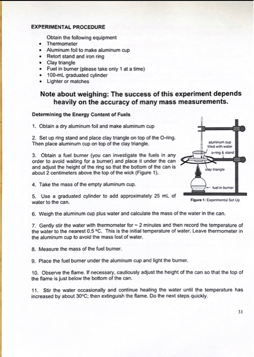 Experiment 2: Energy Content of Fuels This experiment | Chegg.com