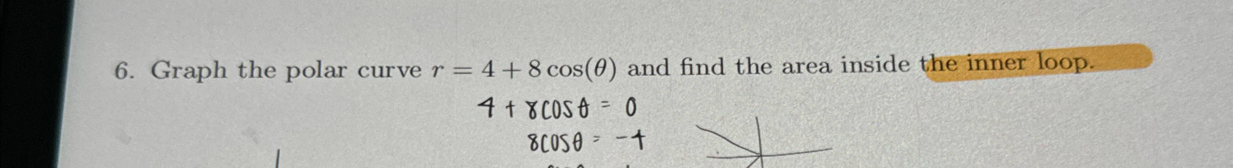 Solved Graph the polar curve r=4+8cos(θ) ﻿and find the area | Chegg.com