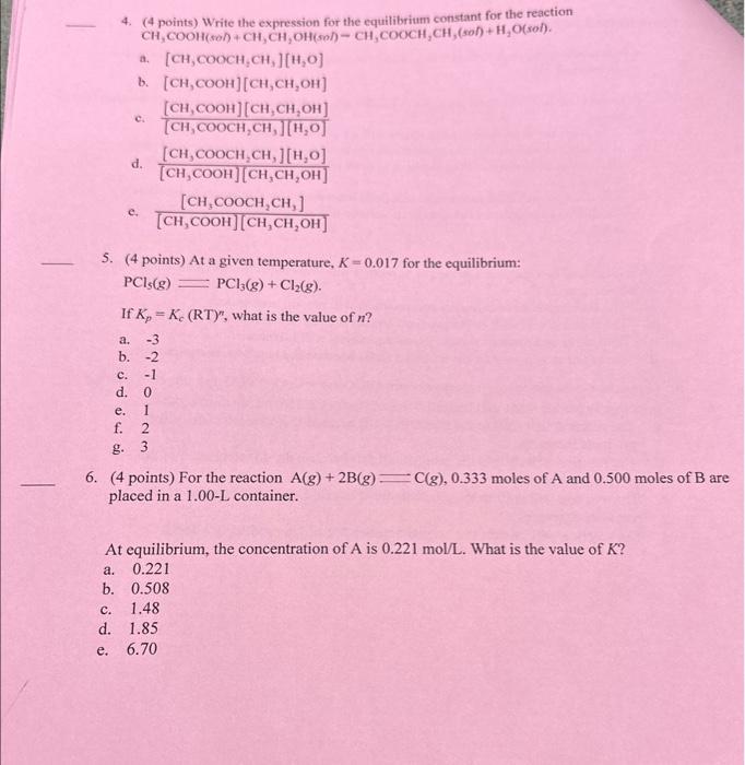 Solved 4. (4 points) Write the expression for the | Chegg.com