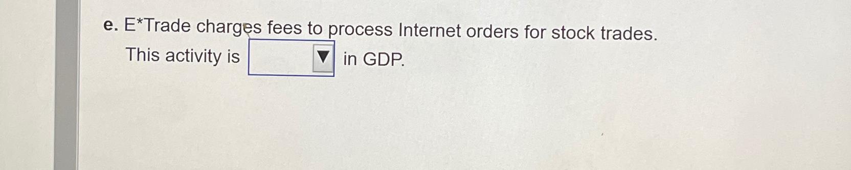 Solved e. E*** ﻿Trade charges fees to process Internet | Chegg.com