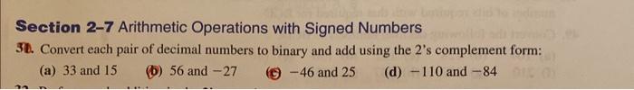 Section 2 7 Arithmetic Operations With Signed Numbers