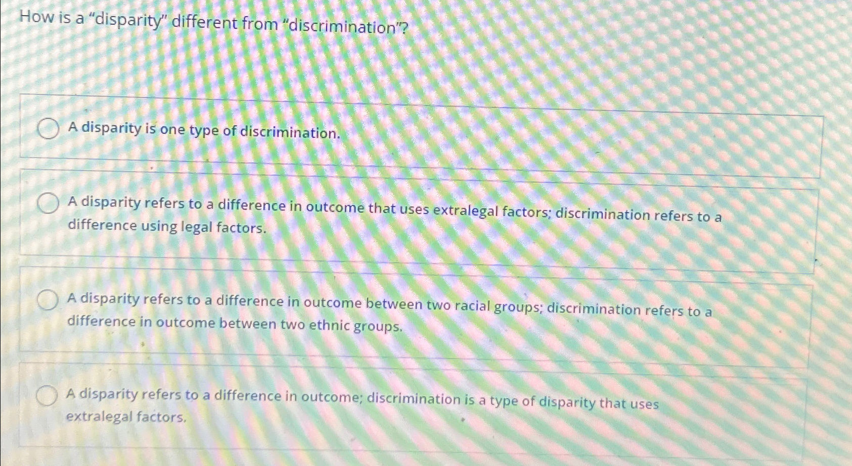 Solved How is a "disparity" different from | Chegg.com