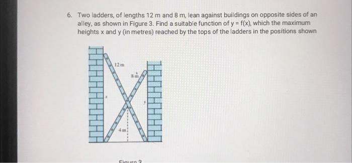 Solved Two ladders, of lengths 12 m and 8 m, lean against | Chegg.com