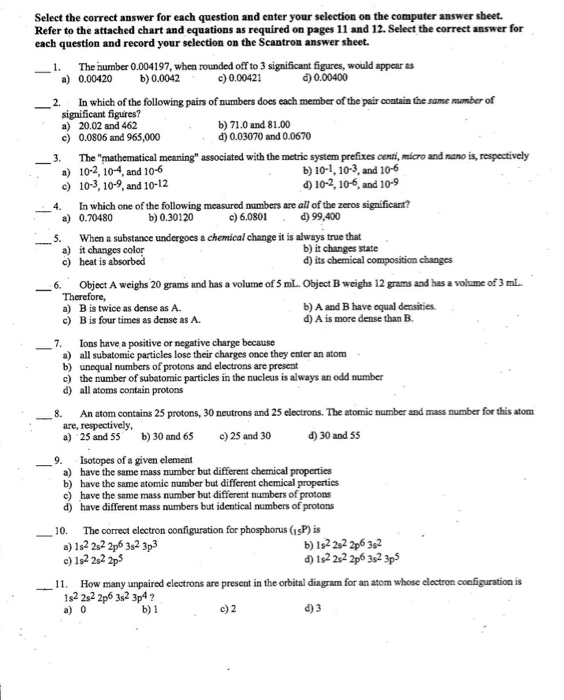 Solved Select the correct answer for each question and enter | Chegg.com