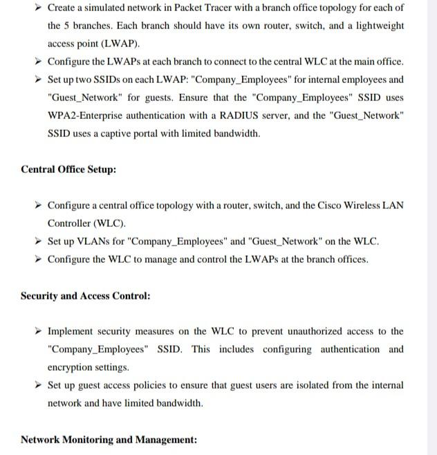 Solved Tasks: Branch Office Setup (Branches 1 to 5):Create a | Chegg.com