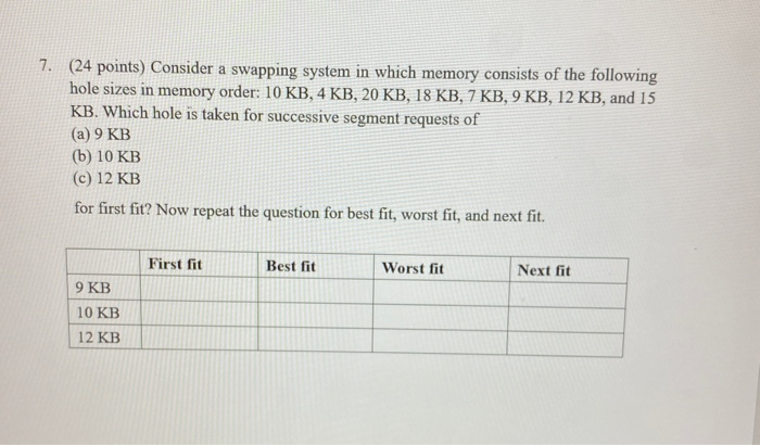 Solved 7. (24 points) Consider a swapping system in which | Chegg.com