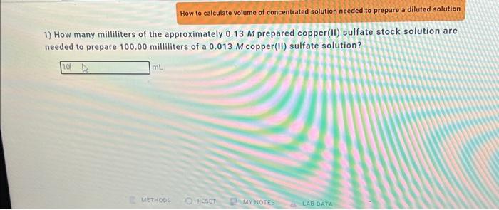 Solved How to calculate volume of concentrated solution | Chegg.com