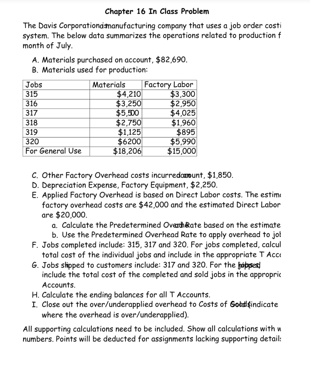 Solved Chapter 16 ﻿In Class ProblemThe Davis | Chegg.com