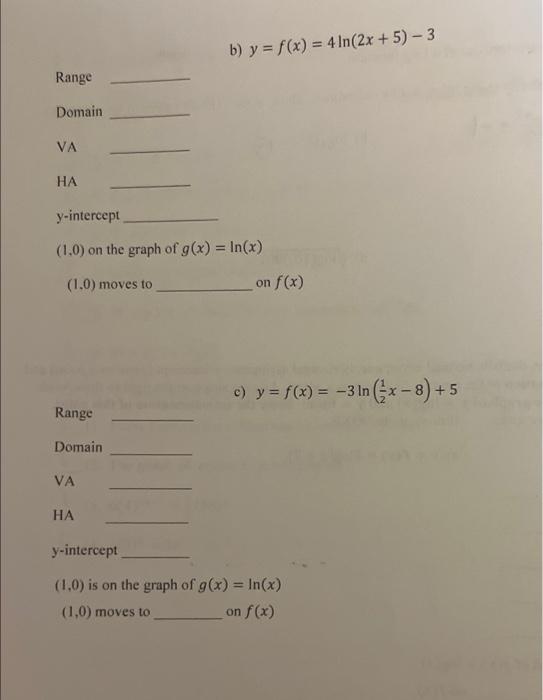 Solved 2. State the range, domain, vertical asymptote, | Chegg.com