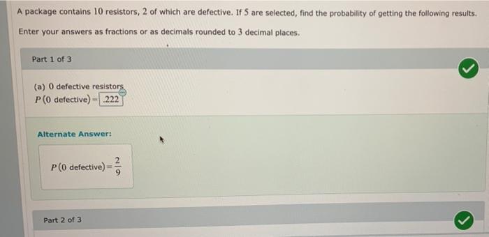 Solved A package contains 10 resistors, 2 of which are | Chegg.com