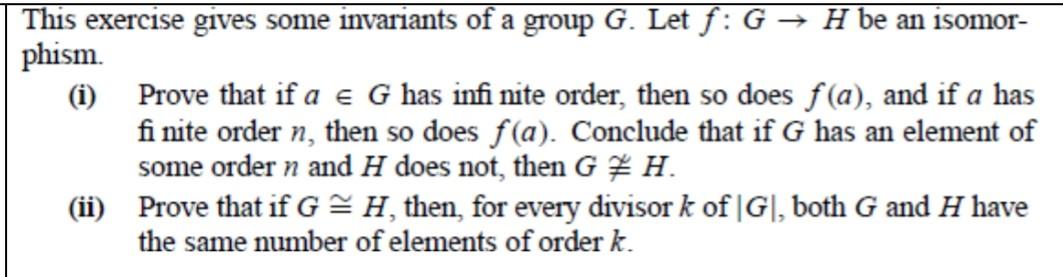 Solved This exercise gives some invariants of a group G. Let | Chegg.com