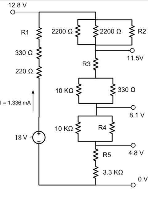 Solved For the following circuit, solve for R1, R2, R3, R4, | Chegg.com