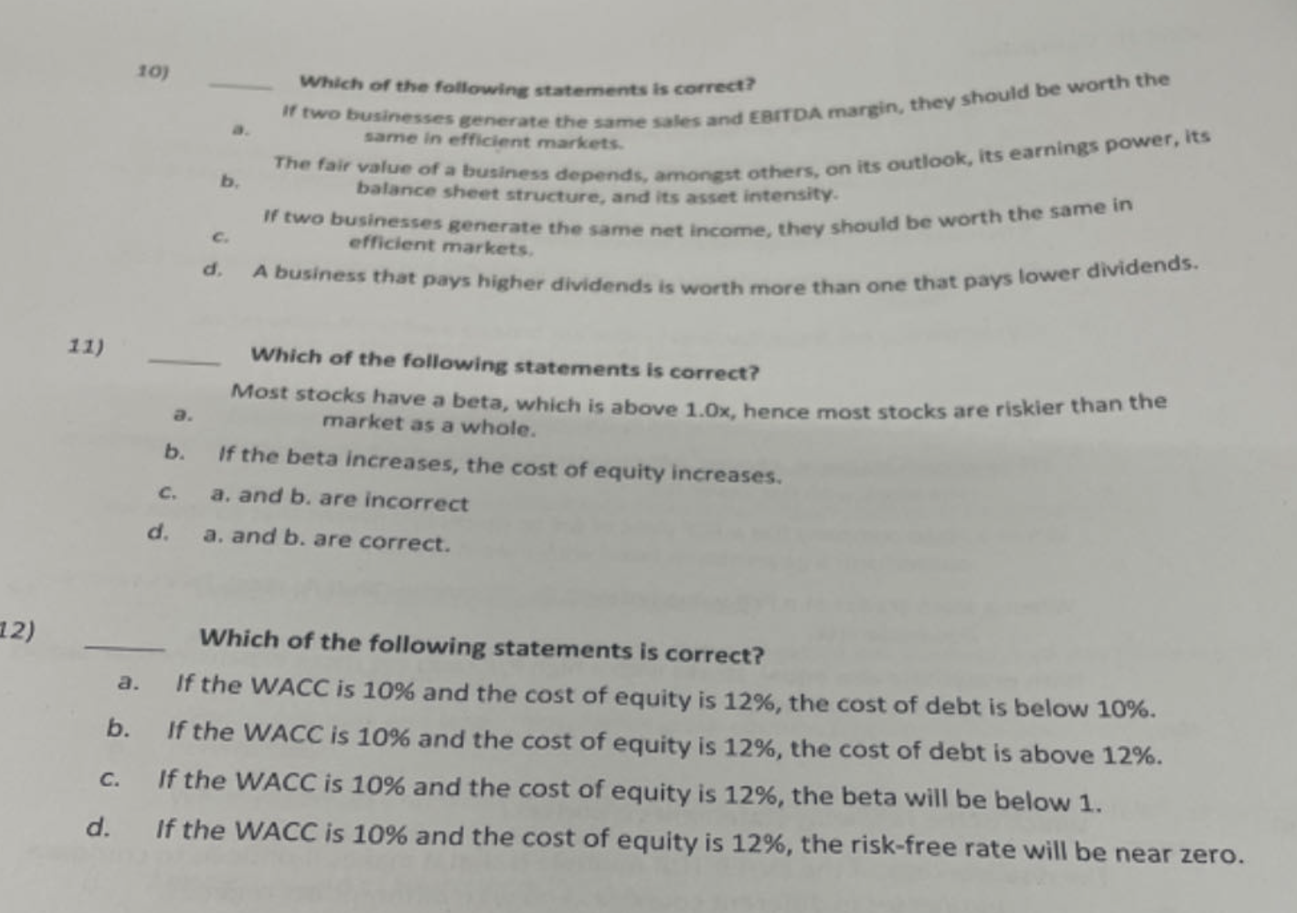 Which of the following statements is correct?a.A | Chegg.com