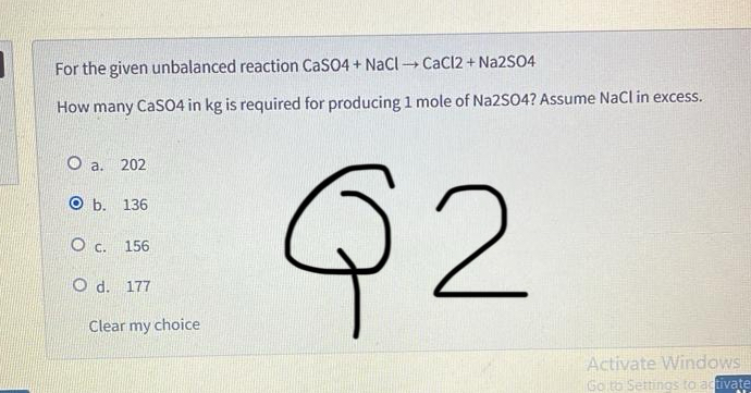 Solved For the given unbalanced reaction | Chegg.com