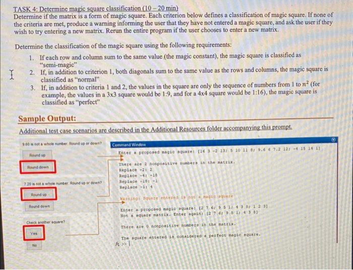 Solved TASK 4: Determine magic square classification (10−20 | Chegg.com