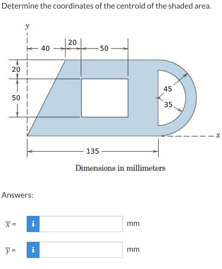 Solved Determine the coordinates of the centroid of the | Chegg.com