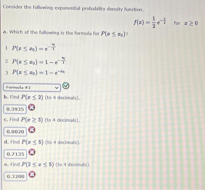 Solved Consider the following exponential probability | Chegg.com