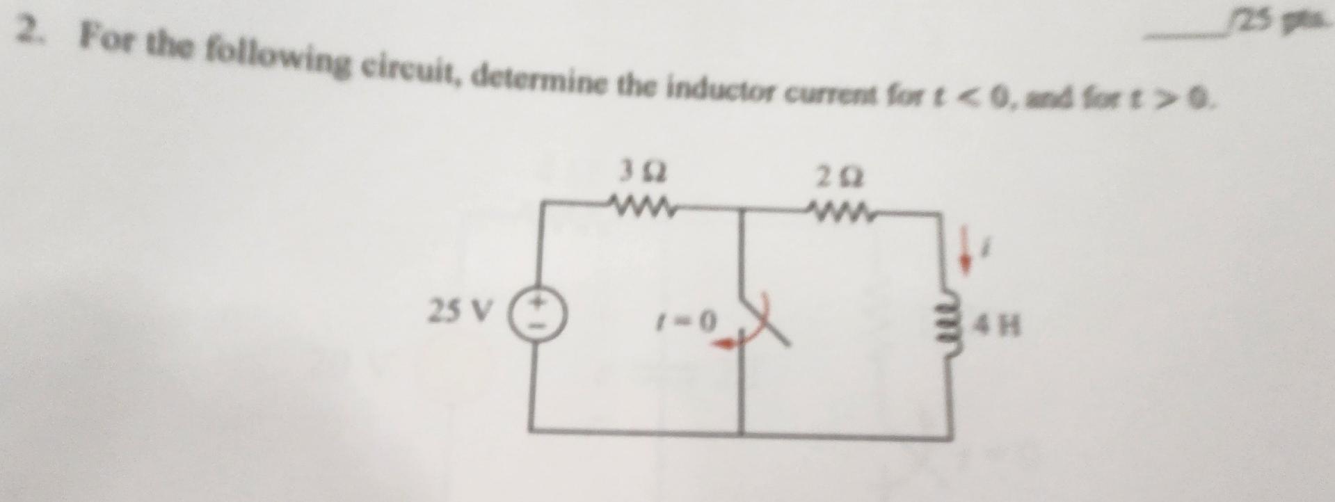 Solved For the following circuit, determine the inductor | Chegg.com