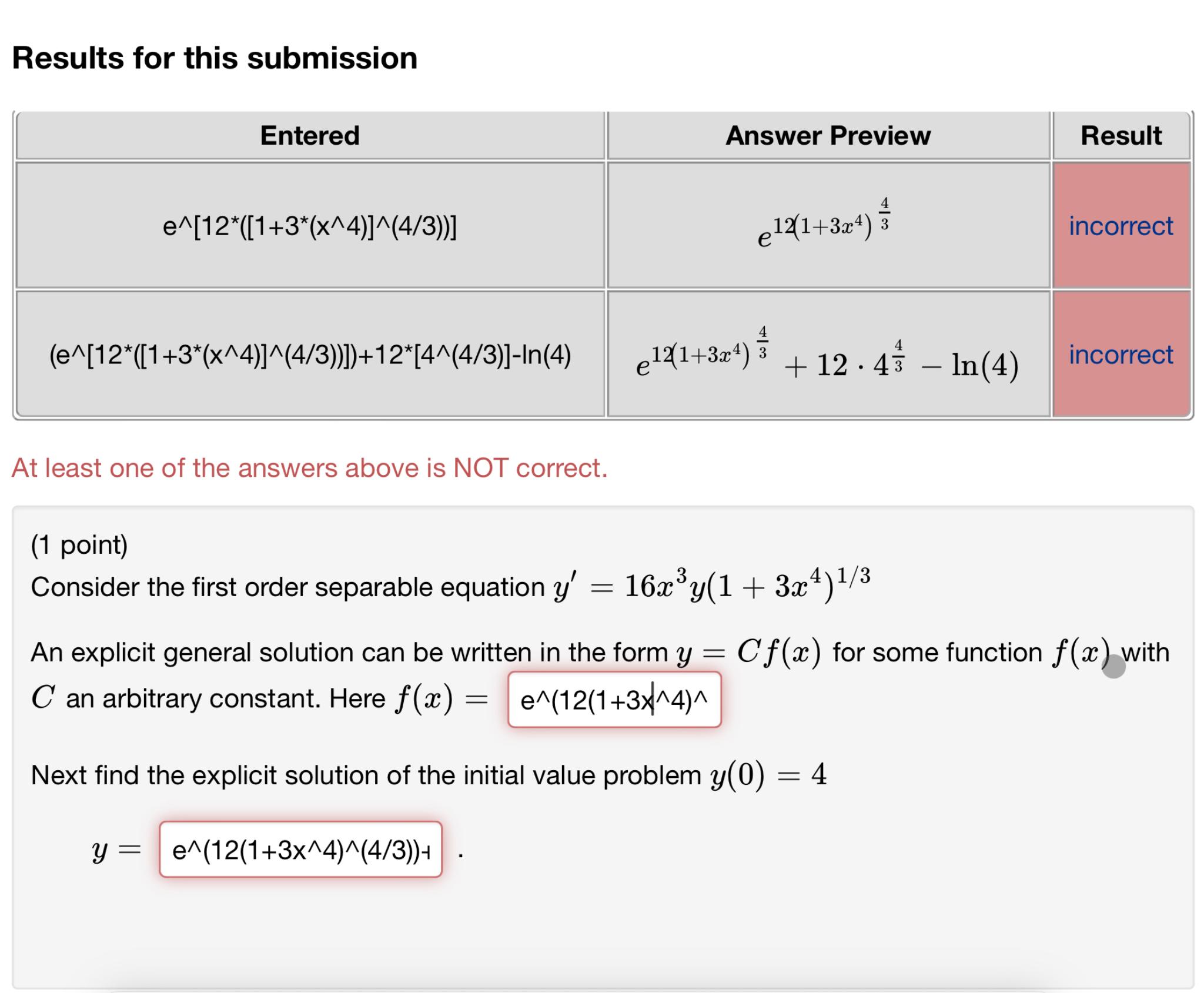 Solved Results for this submission\table[[Entered,Answer | Chegg.com