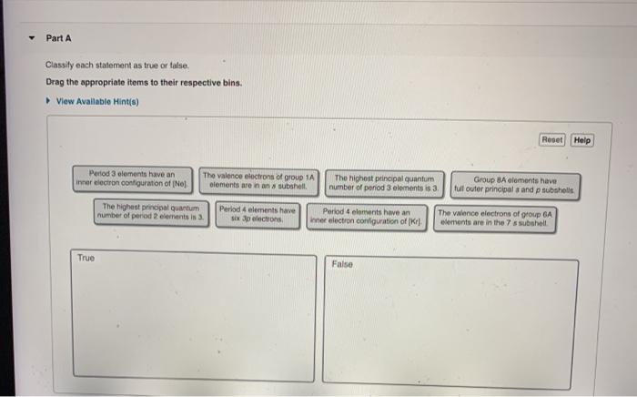 Solved Part A Classily each statement as true or false. Drag | Chegg.com