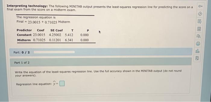 Solved A Interpreting technology: The following MINITAB | Chegg.com