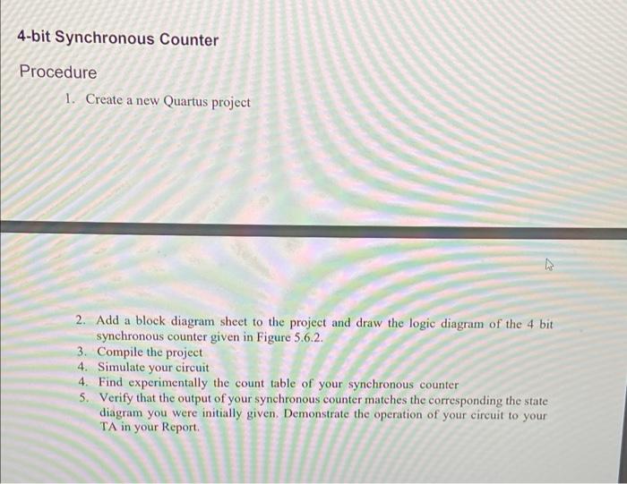 Solved 4-bit Synchronous Counter Procedure 1. Create a new | Chegg.com