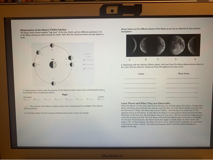 Solved: Illumination Of The Moon's Visible Surface The Fig... | Chegg.com